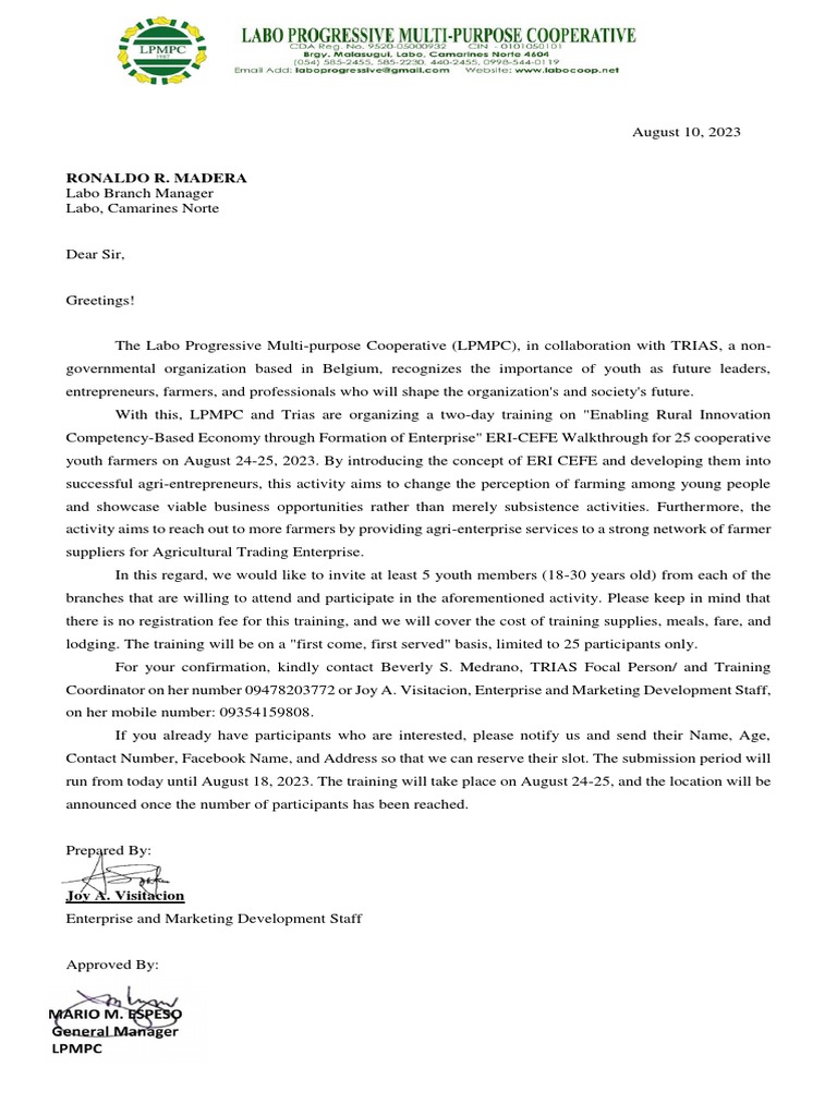 Invitation Letter ERI CEFE - LABO | PDF | Business Economics | Business