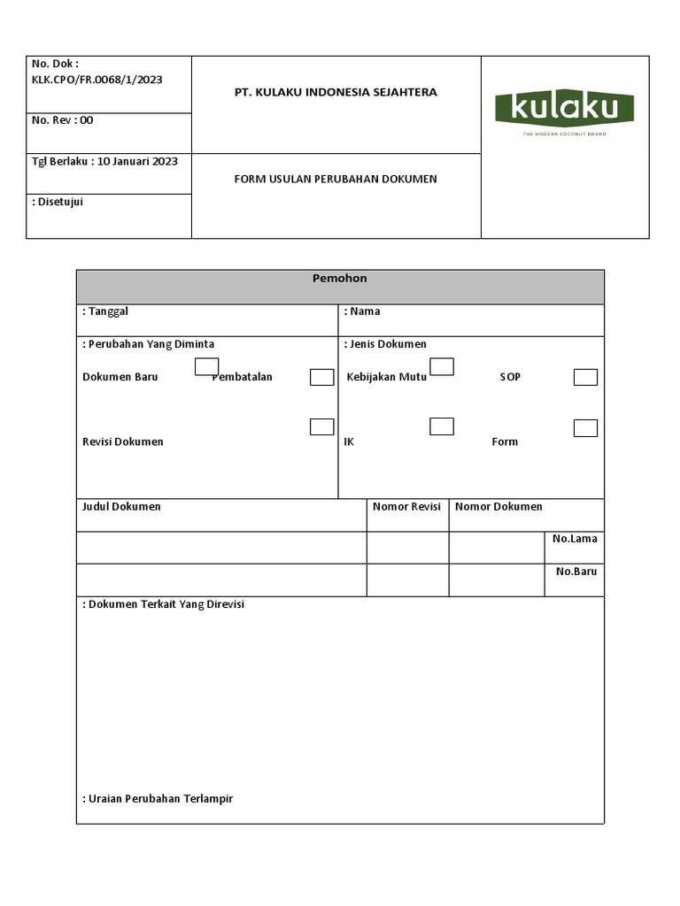 Form Usulan Perubahan Dokumen | PDF