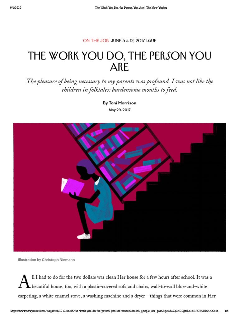 Morrison the+Work+You+Do,+the+Person+You+Are+ +the+New+Yorker | PDF