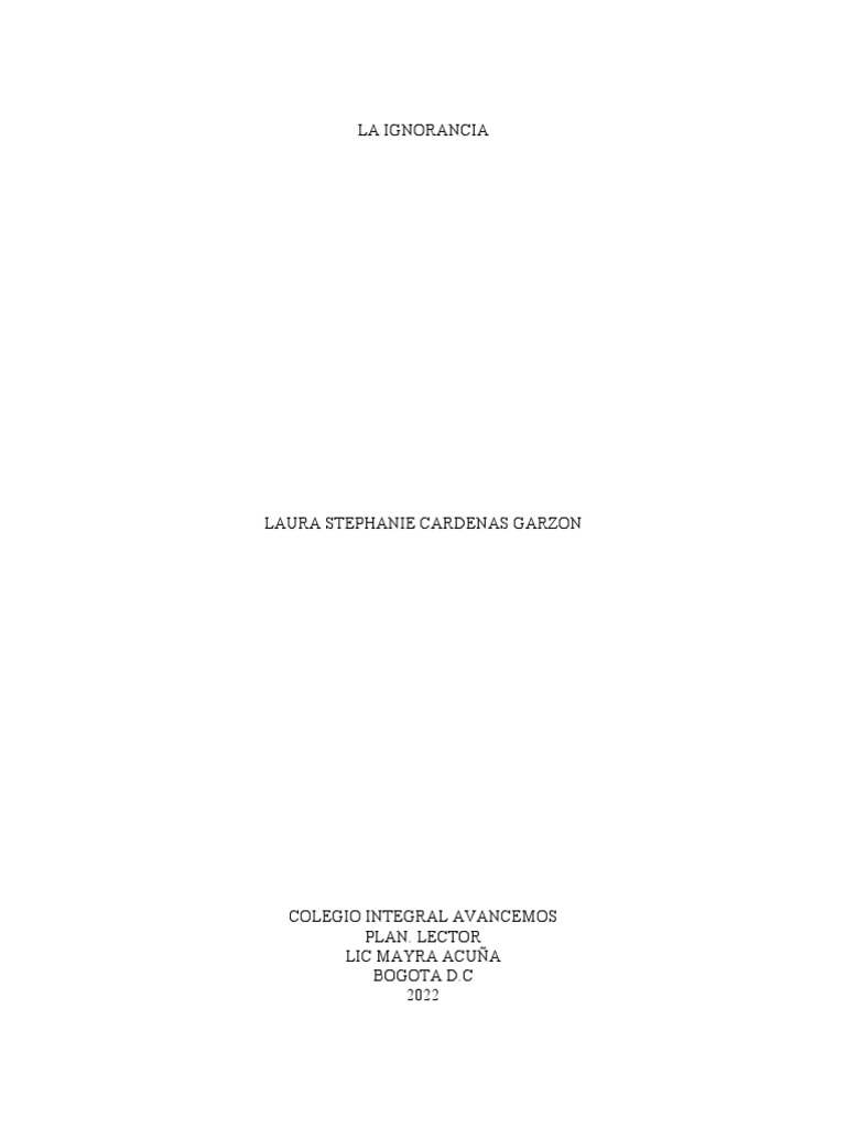 La Ignorancia Pdf