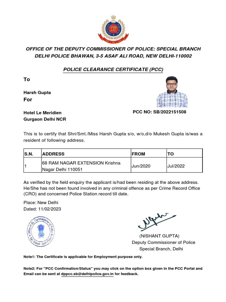 Office of The Deputy Commissioner of Police: Special Branch Delhi ...