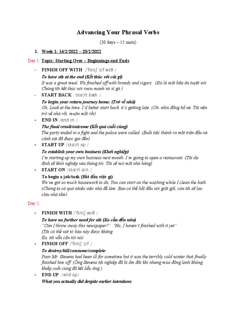 Advancing Your Phrasal Verbs | PDF