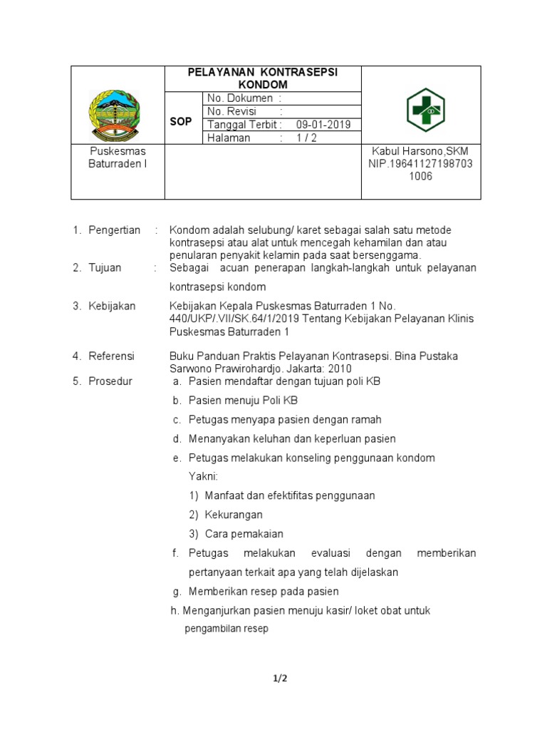 Sop KB Kondom | PDF