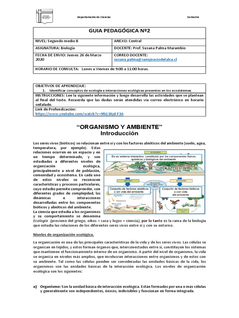GUIA-PEDAGÓGICA Segundo-Medio-B-Organismo-y-ambiente | PDF | Red ...