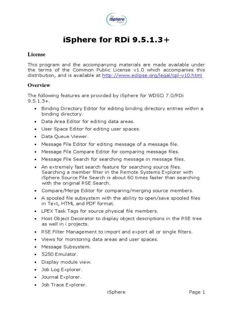 Isphere For RDi 9.5.1.3+ | PDF