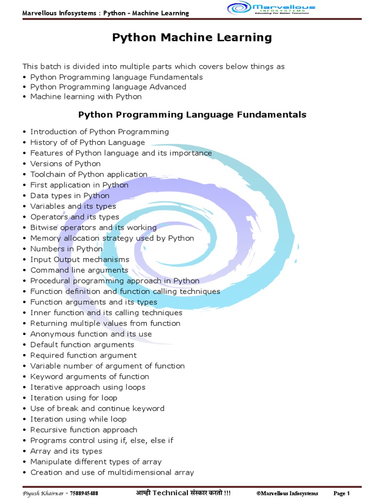 Python Machine Learning: Python Programming Language Fundamentals | PDF | Parameter (Computer ...