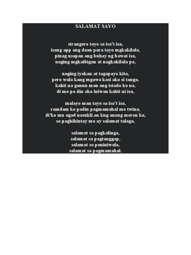 Tula NG Pagpapasalamat | PDF