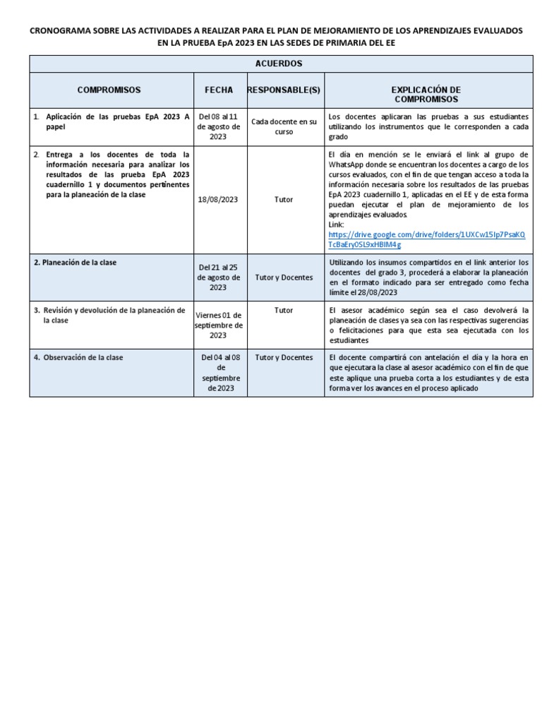 Cronograma Epa 2023 | PDF