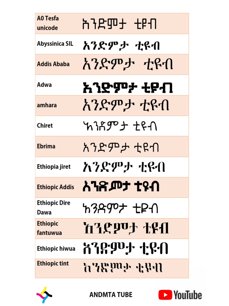 Amharic Font Menu | PDF