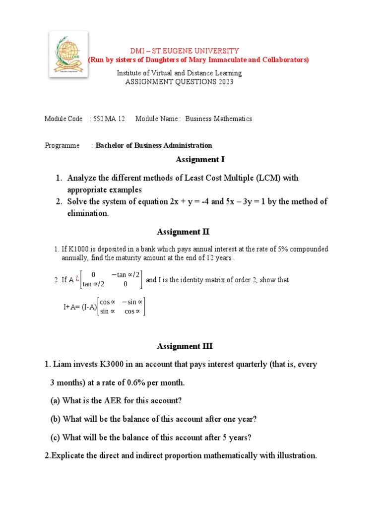 Bba Business Mathematics | PDF