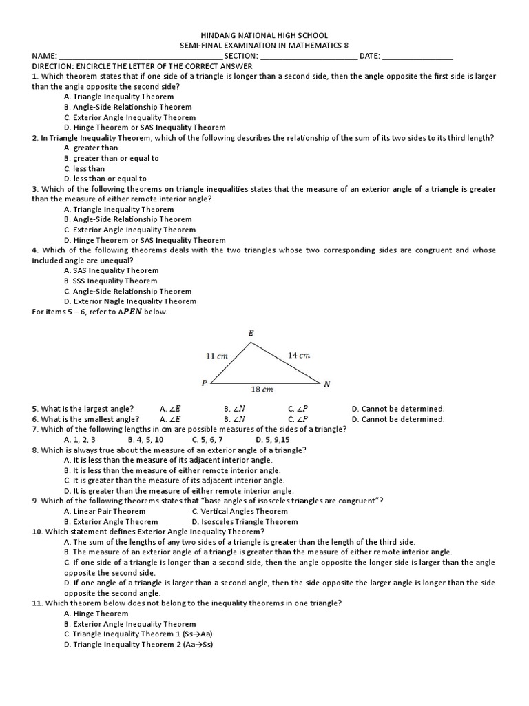 Semi Math | PDF | Triangle | Probability