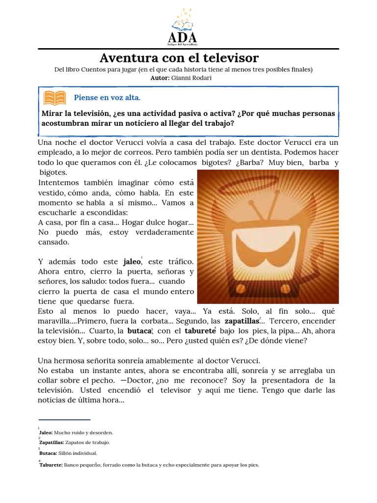 Aventura Con El Televisor - II Ciclo 3 | PDF