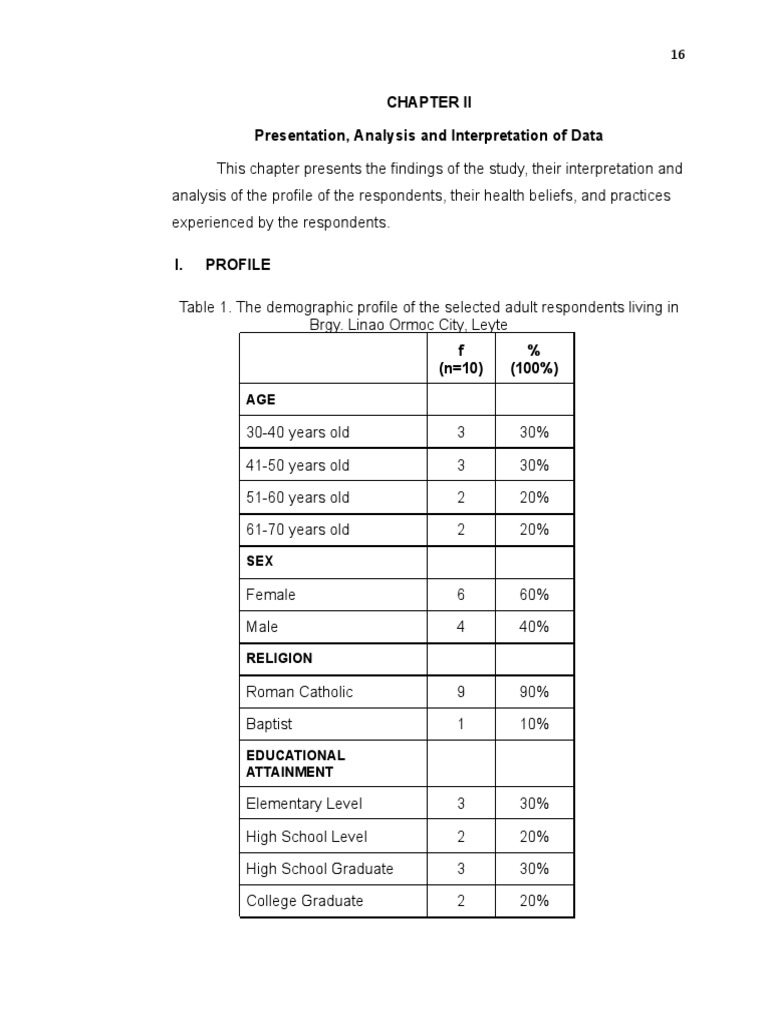 Chapter II Presentation Analysis and Interpretation of Data | PDF