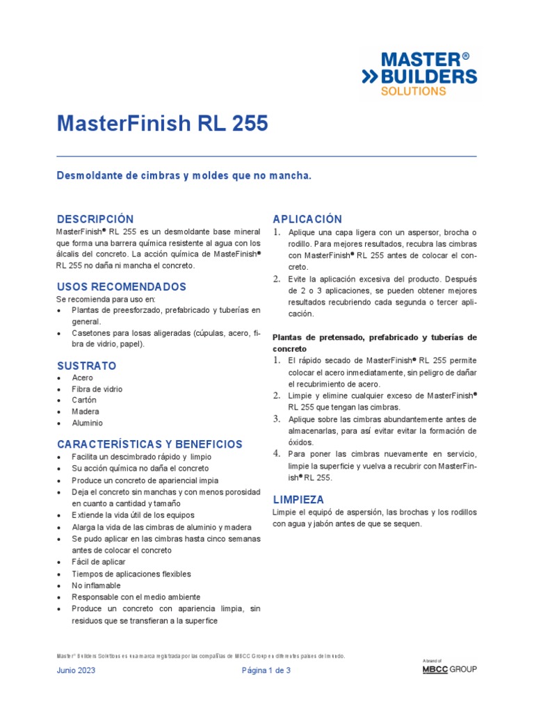 Masterfinish RL 255 - Ficha Técnica | PDF