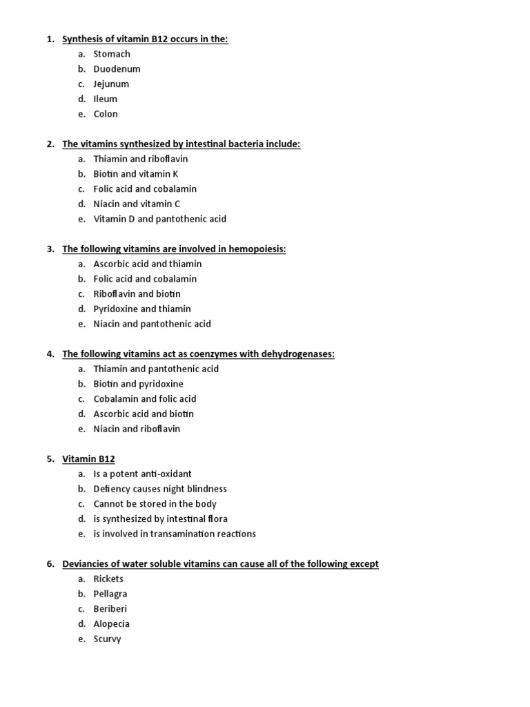 Biochemistry MCQS - Vitamins | PDF | Vitamin | Vitamin C