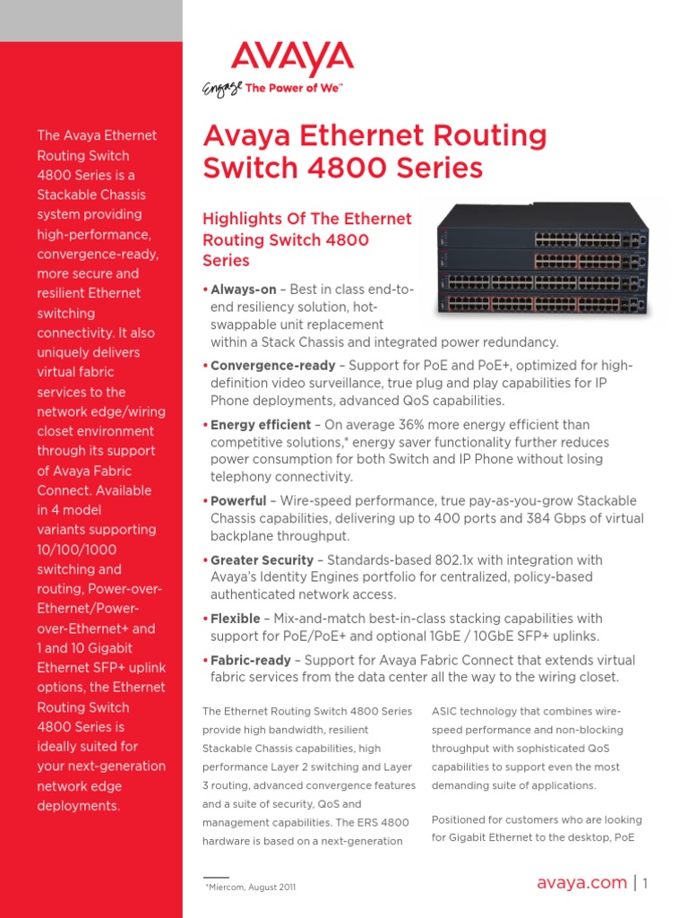 Avaya Ethernet Routing Switch 4800 Series | PDF | I Pv6 | Network Switch