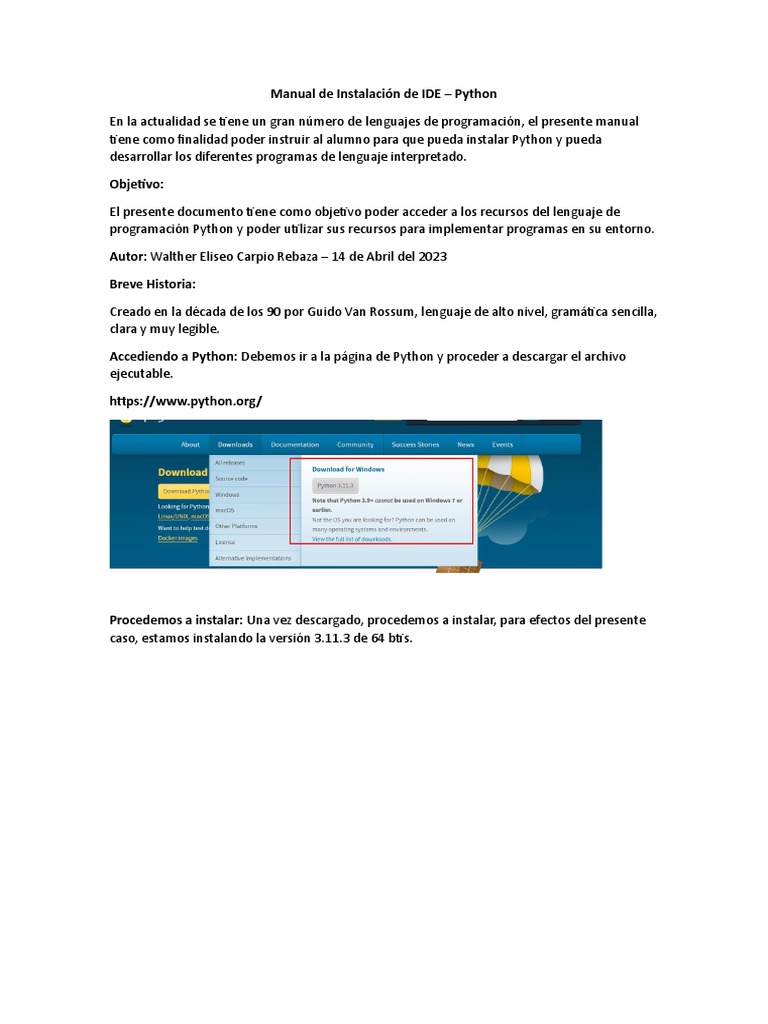 Manual de Instalación de Python | PDF
