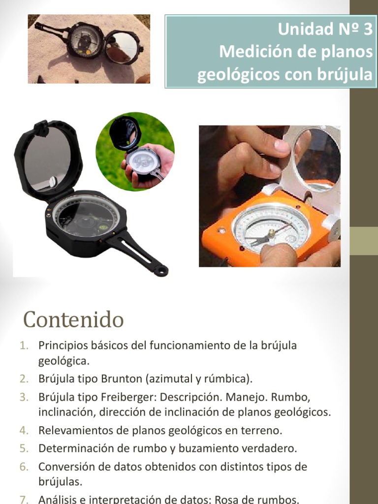 Medición de Planos Geológicos con Brújula | PDF | Brújula | Imán