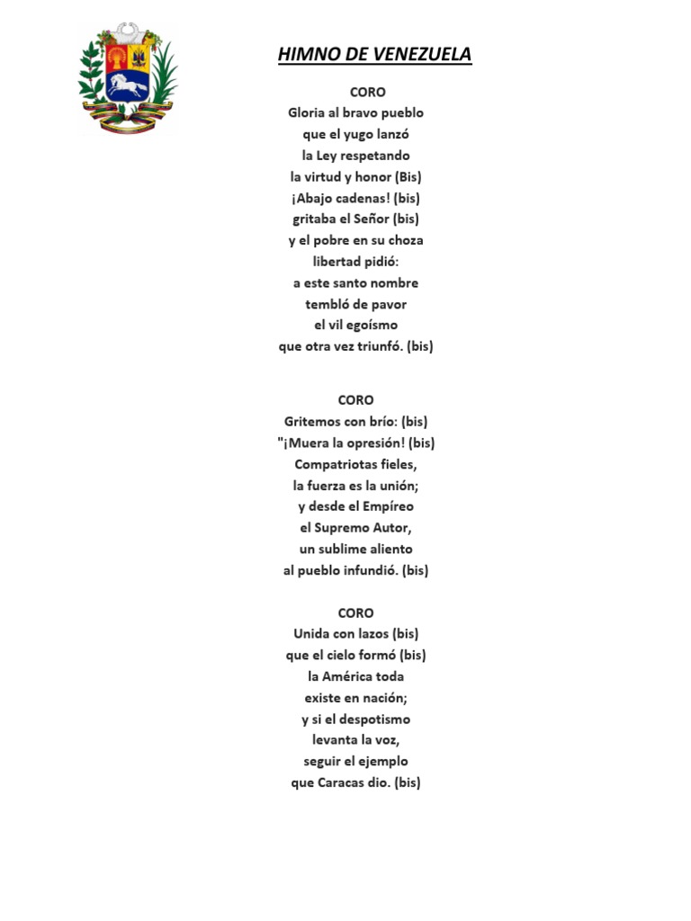 Himnos Patrióticos de Venezuela | PDF | Canciones institucionales
