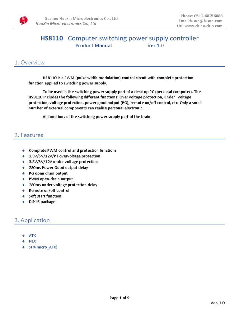 HS8110-HuaXin ENUS | PDF | Power Supply | Amplifier