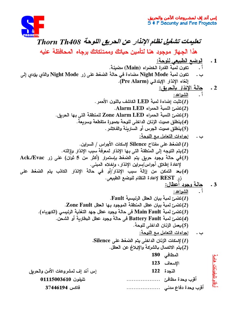 تعليمات تشغيل اللوحة Thorn TH-408 | PDF