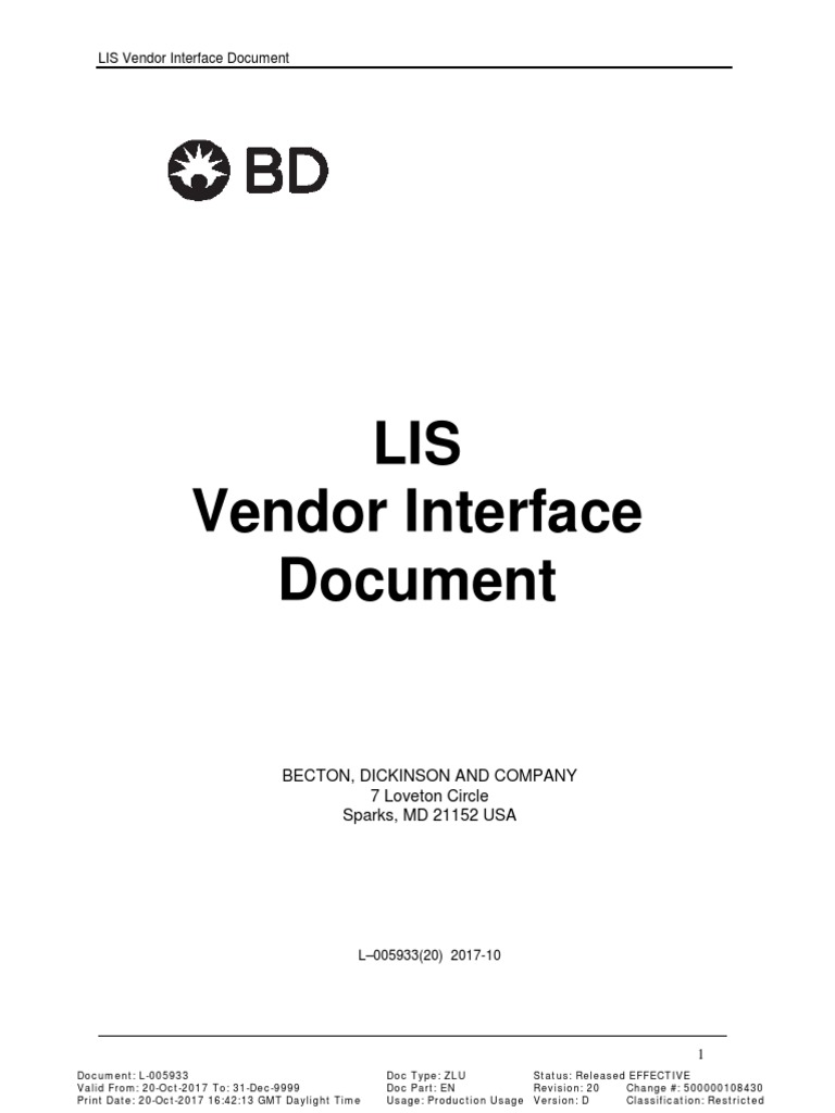 LIS Vendor Interface Document L-005933 D-20 | PDF | Specification ...