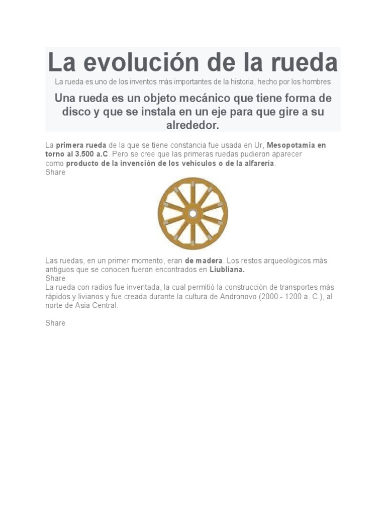 La Evolución de La Rueda | PDF | Rueda | Tecnología de vehículos