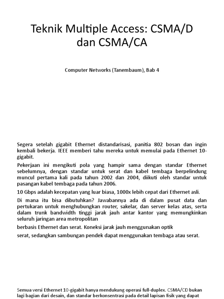 Teknik Multiple Access - CSMA - CD Dan CSMA - CA Rev | PDF
