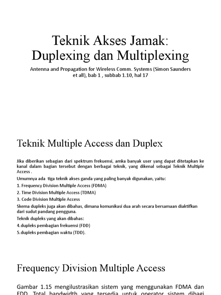 Teknik Akses Jamak FDMA, TDMA Dan CDMA | PDF | Komputer | Teknologi & Rekayasa
