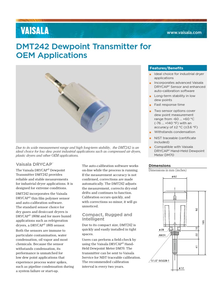 Sensor Dew Point Pdf Clothes Dryer Metrology