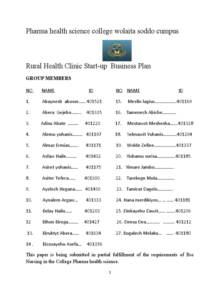 Business Plan of Rural Clinic | PDF | Health Care | Clinic