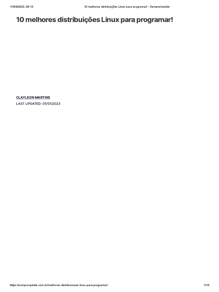 10 Melhores Distribuições Linux para Programar! - SempreUpdate | PDF ...