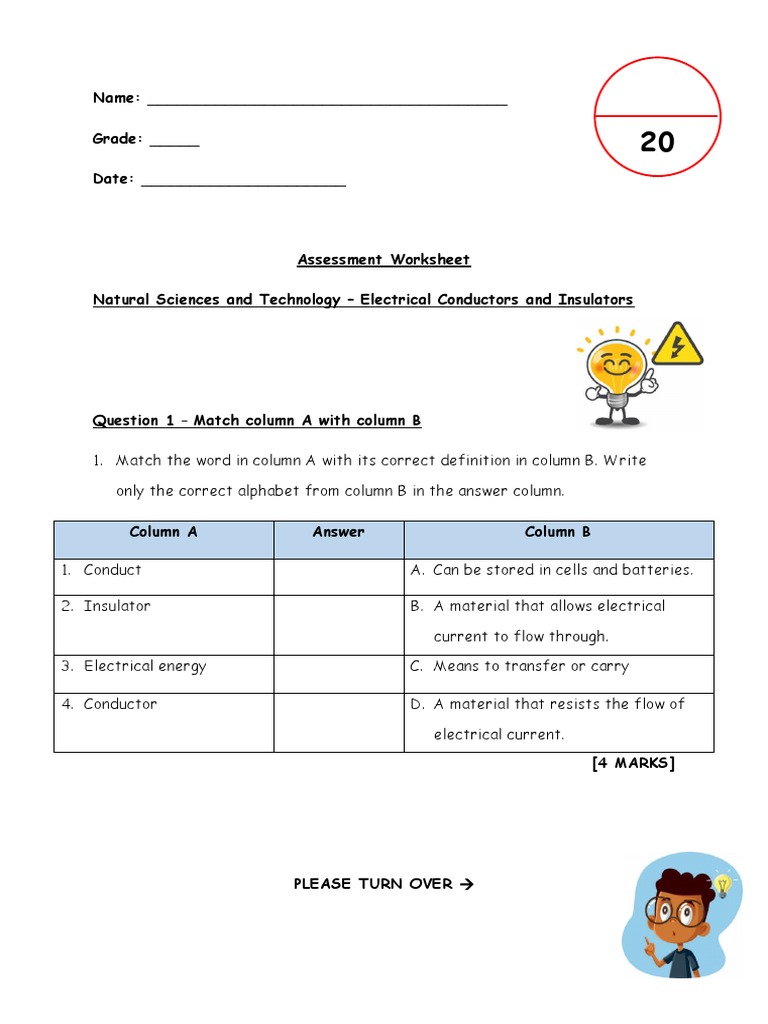 Assessment Worksheet For TE LESSON | PDF | Electrical Resistivity And ...