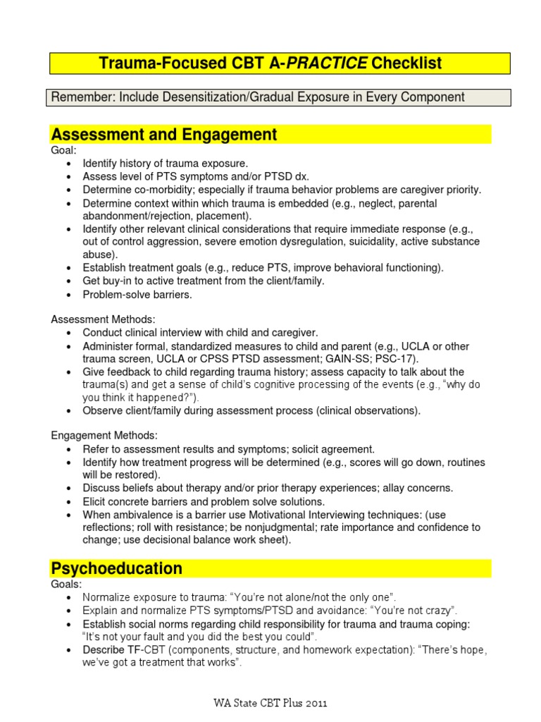 TF-CBT Components, Rationale, & Methods Worksheet | Download Free PDF ...