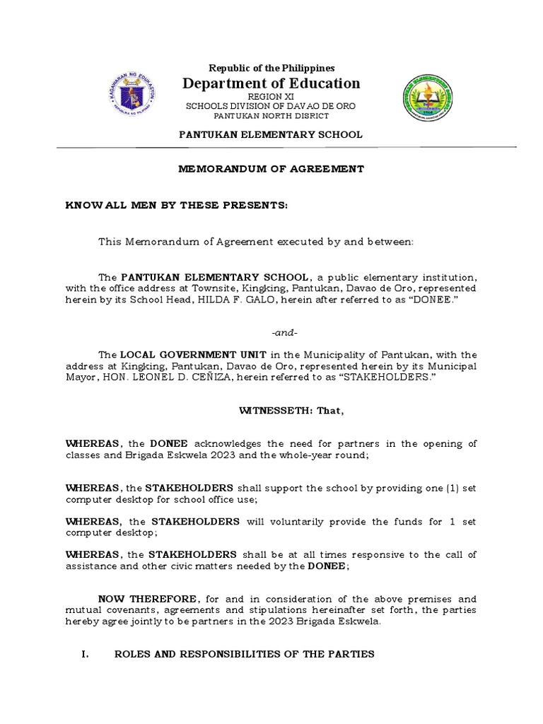 LGU Memorandum of Agreement | PDF | International Relations | Governance