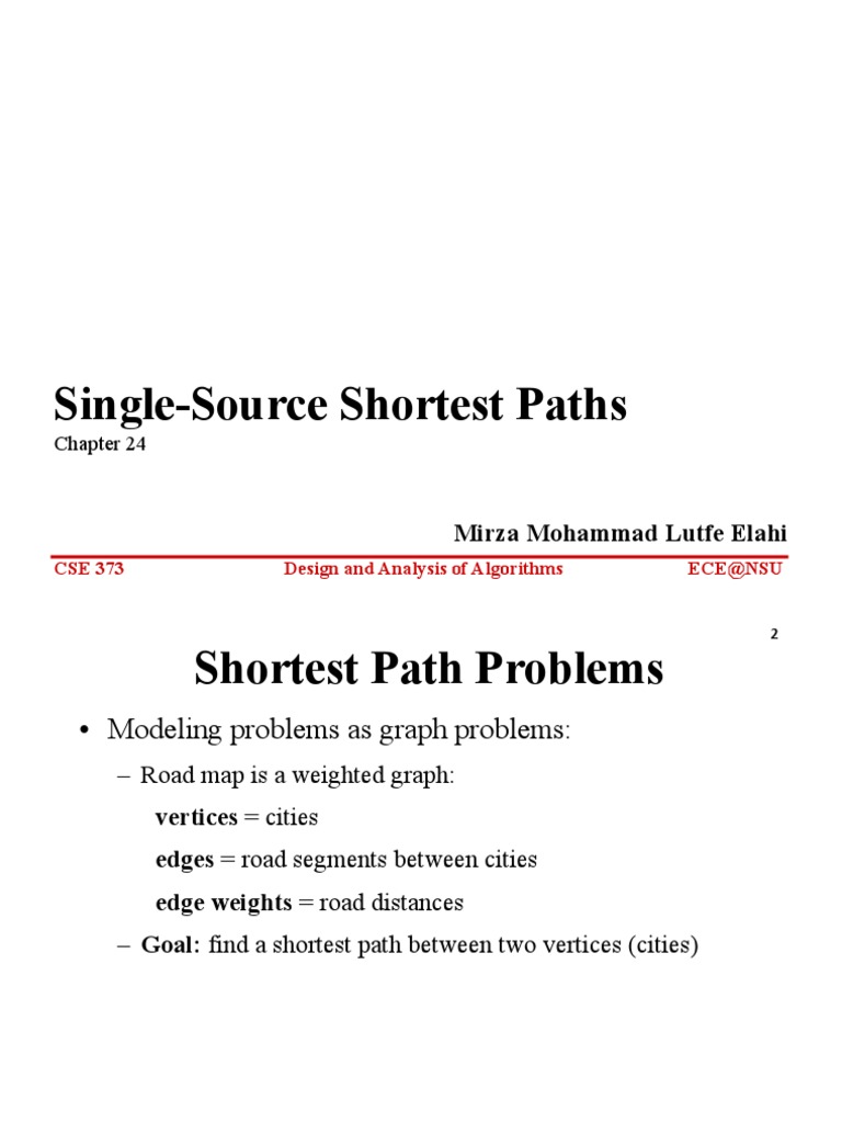 ch24 Shortest Path | Download Free PDF | Graph Theory | Algorithms
