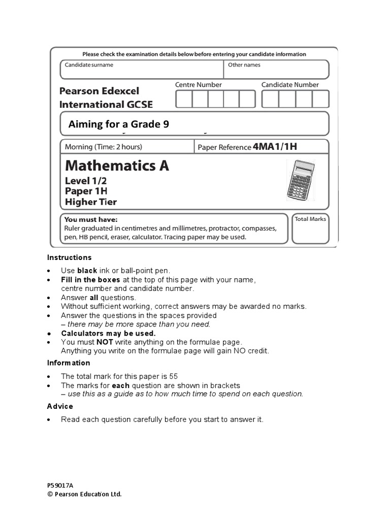 Practice Paper Maths Igcse Pdf