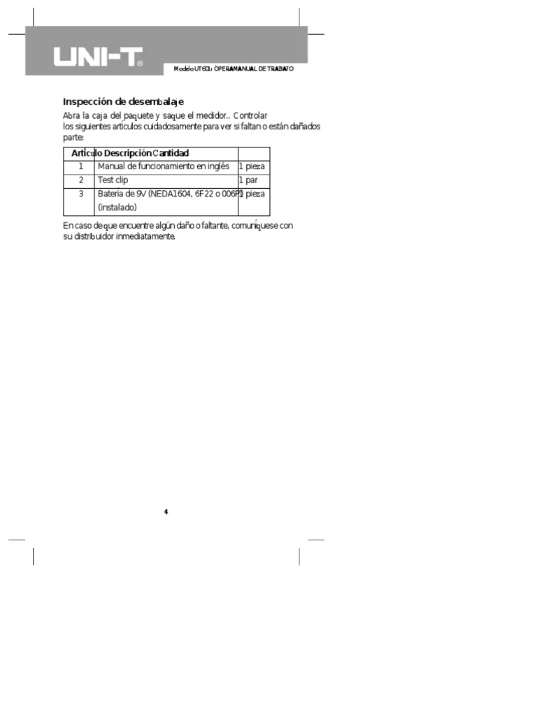 Uni-T UT601 User Manual (English - 26 Pages) | PDF