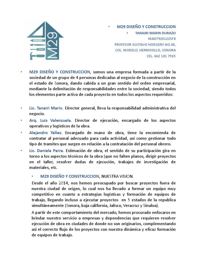 M29 Diseño Y Construccion | PDF | Sonora | Economias