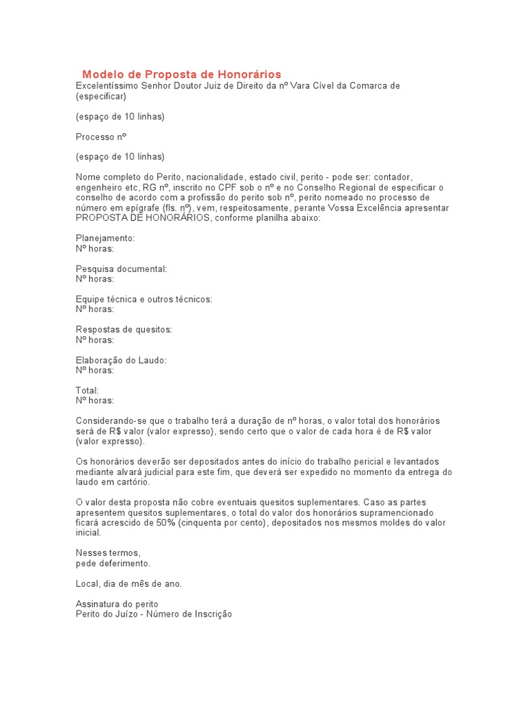 Modelo de Proposta de Honorários | PDF | Contabilidade | Testemunha ...