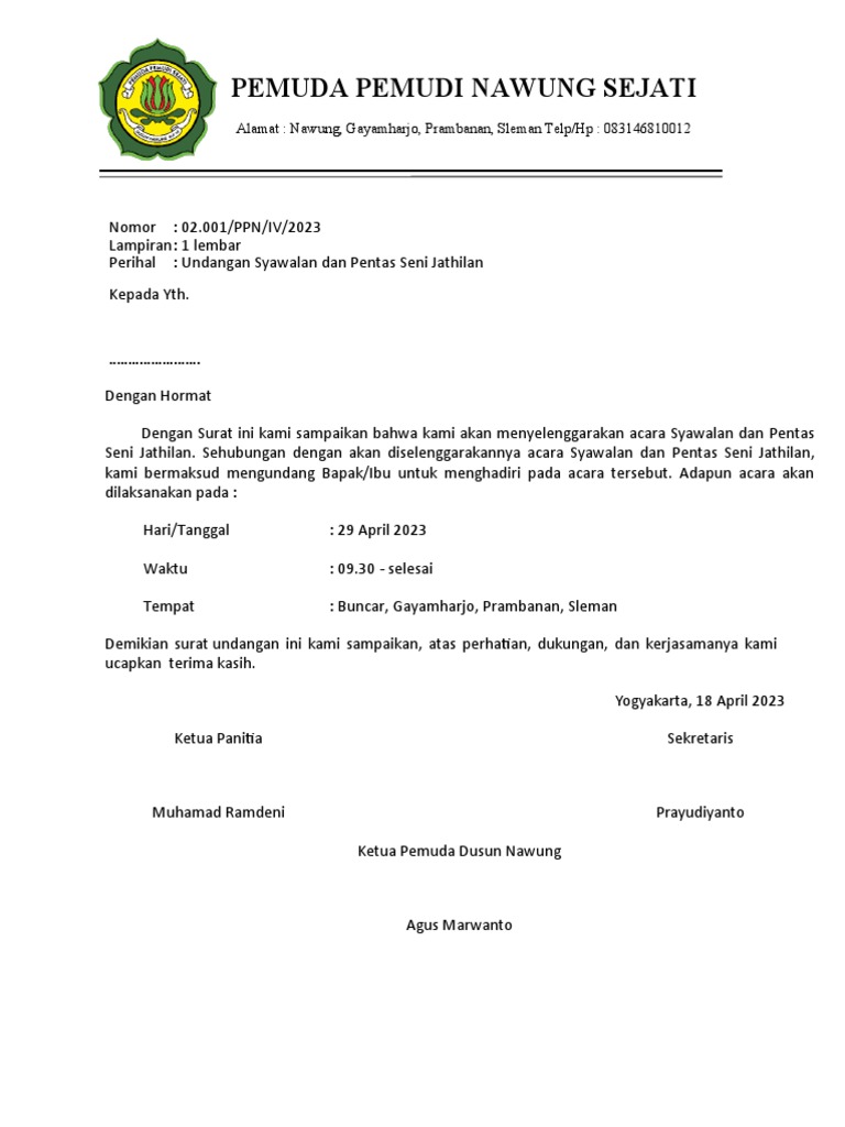 Surat Undangan Syawalan 2023 | PDF