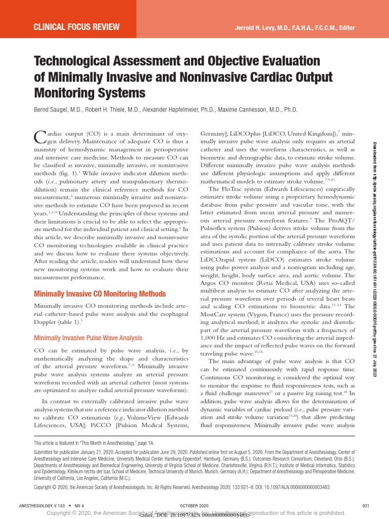 Technological Assessment and Objective Evaluation of Minimally Invasive and Noninvasive Cardiac ...