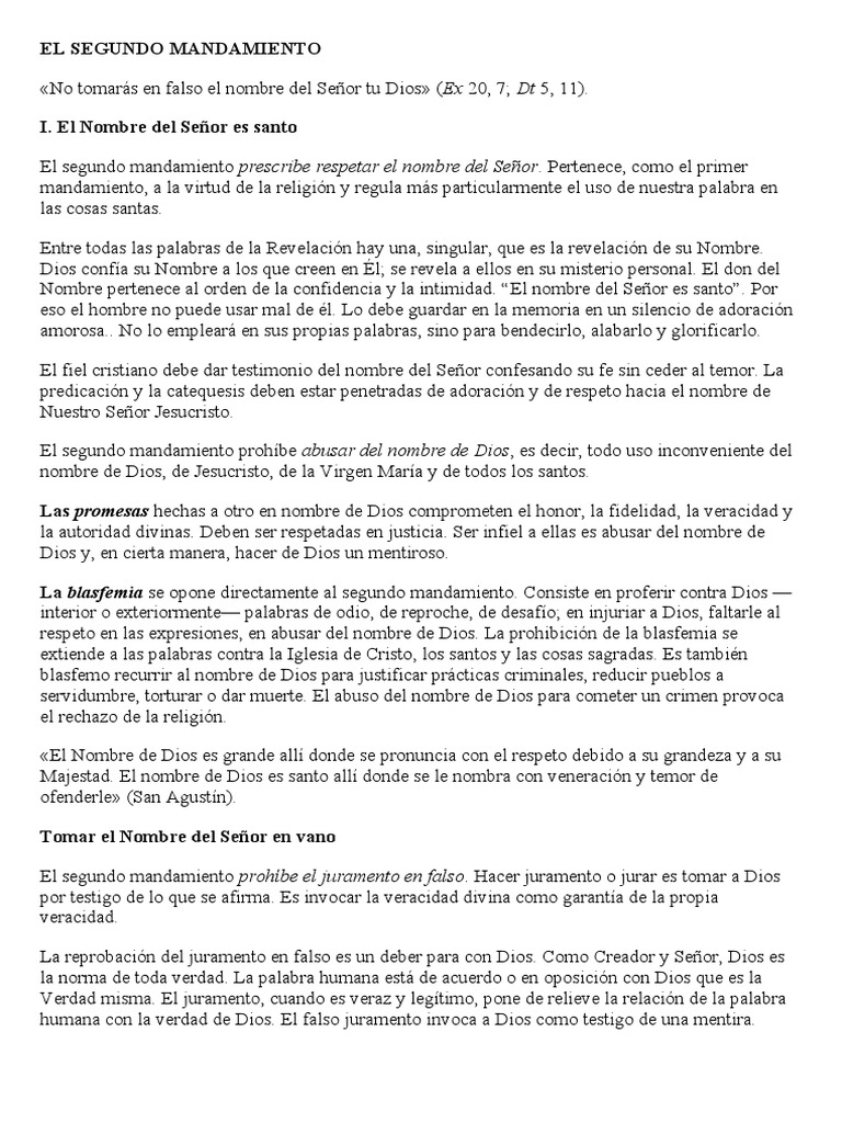 El Segundo Mandamiento - Segundo Año | PDF | Juramento | Santo