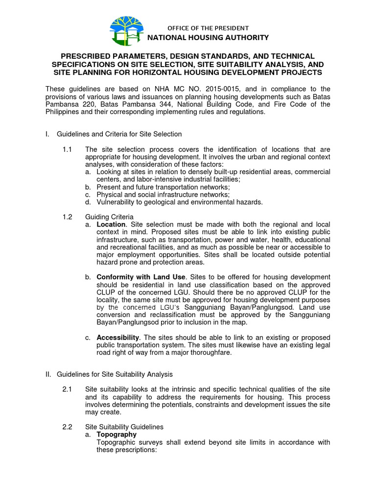 NHA Housing Development Guidelines | PDF | Civil Engineering ...