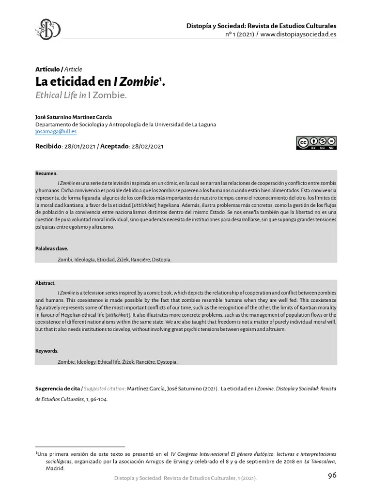 La Eticidad en I Zombie | PDF | Zombis | Capital social