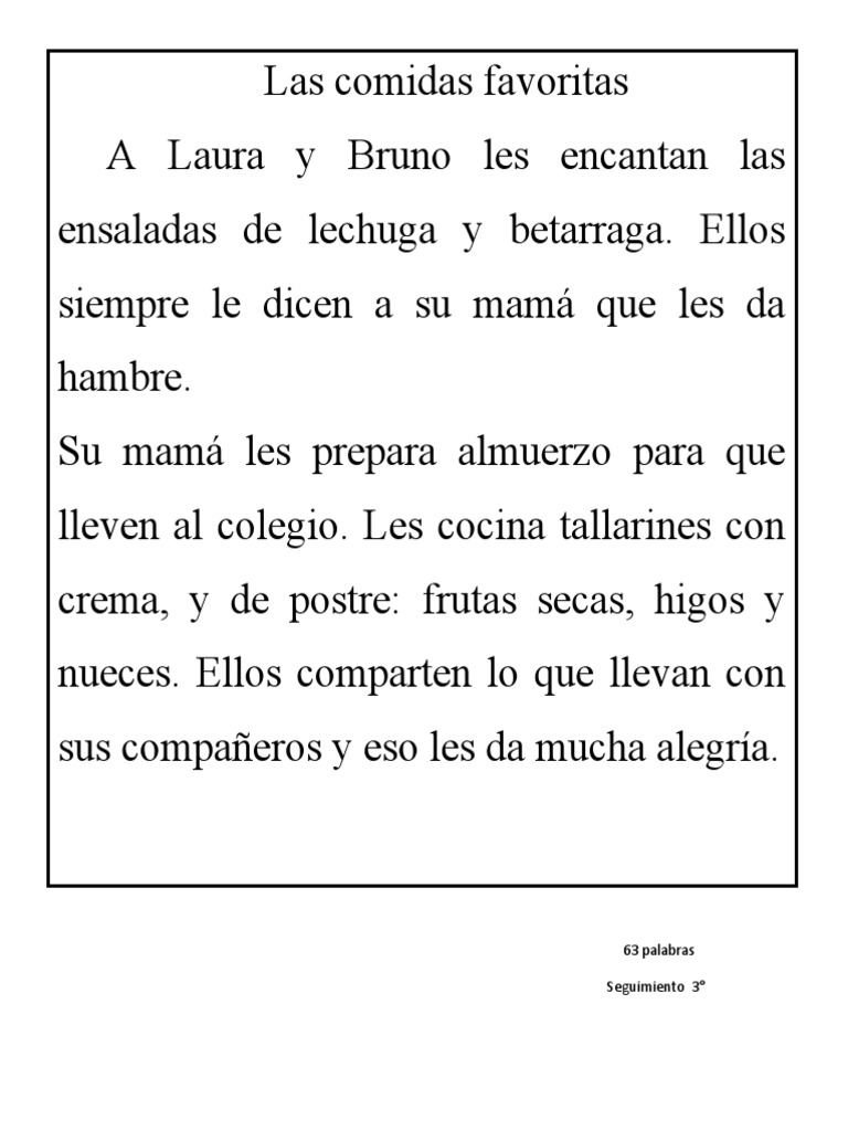 Las Comidas Favoritas, 3° Julio | PDF