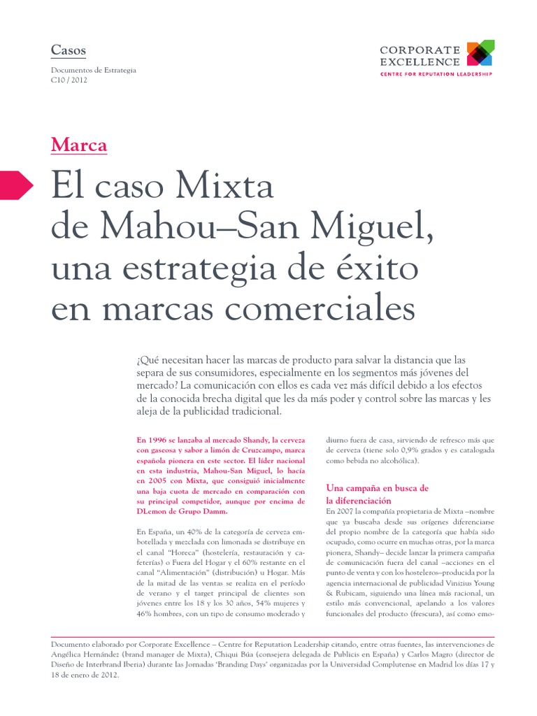 C10 El Caso Mixta de Mahou-San Miguel Una Estrategia de Éxito en Marcas ...