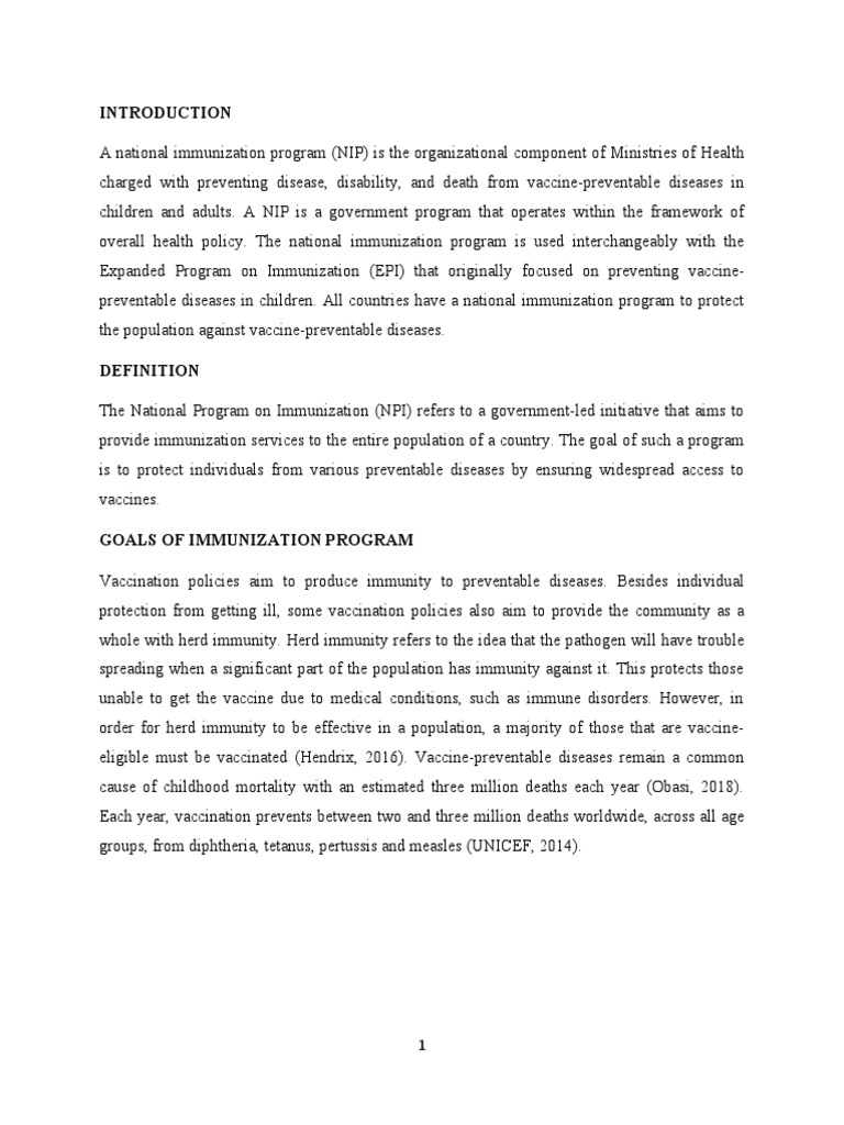 National Program On Immunization | PDF | Vaccination | Vaccines