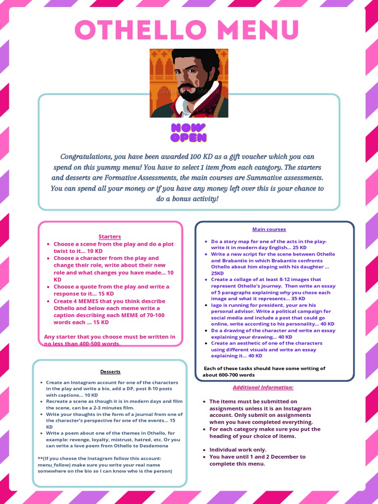 Othello Menu | PDF | Othello