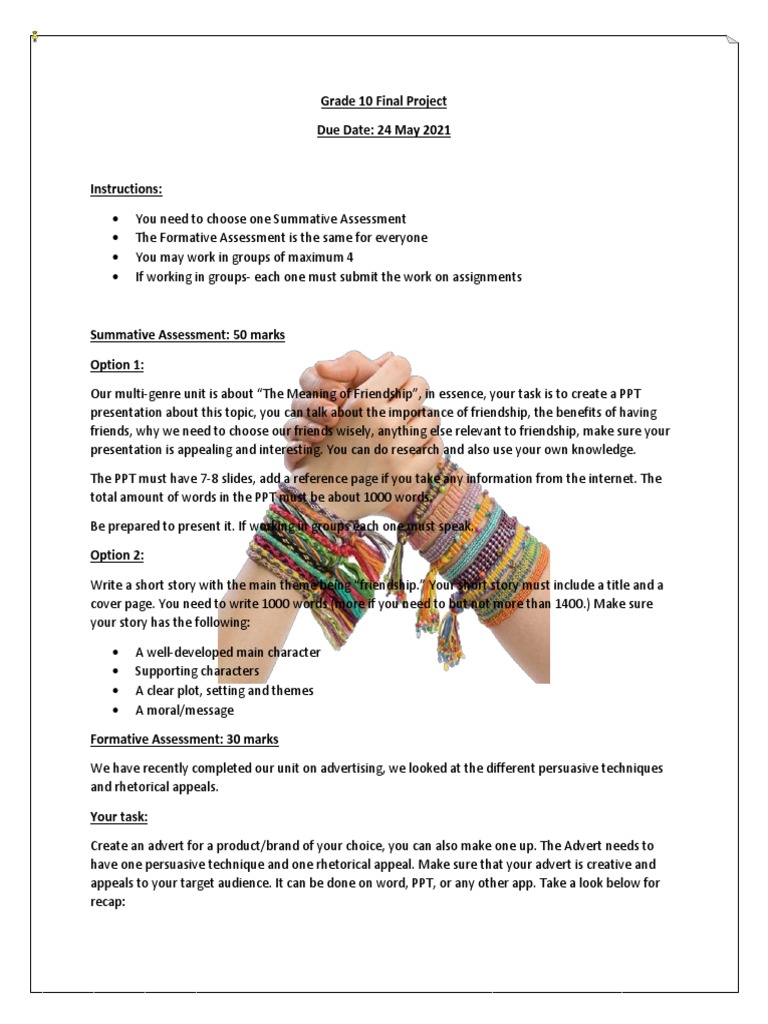 Grade 10 Final Project | PDF